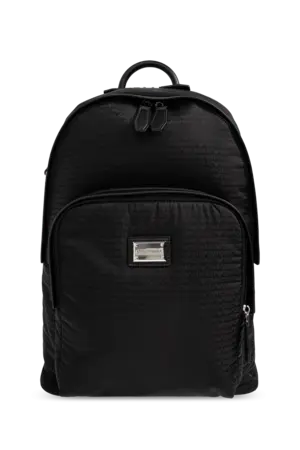 Emporio Armani Monogram Backpack - Black