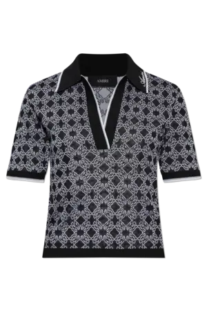 Amiri Logo Geometric Knit Polo - Black