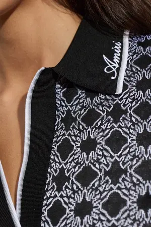 Amiri Logo Geometric Knit Polo