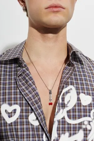 Dsquared2 Matchstick Pendant Necklace In Tone And Red