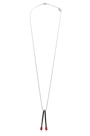 Dsquared2 Matchstick Pendant Necklace In Tone And Red