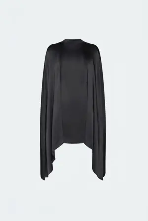 Lapointe Satin Cape Sleeve Mini Dress - Black