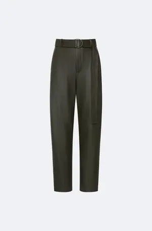 Lapointe Stretch Faux Leather Belted Tapered Trouser - Pine