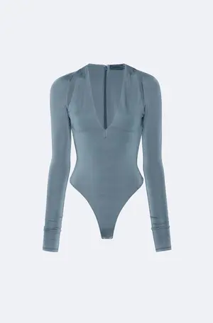 Lapointe Jersey V Neck Bodysuit - Light Slate