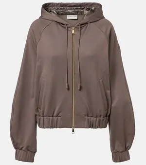 Moncler Jersey Zip-up Hoodie - Grey