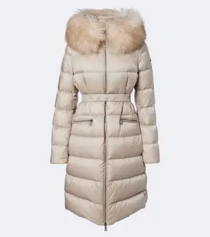 Moncler Shearling-trimmed Down Coat - Beige