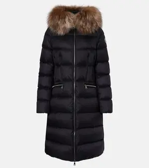 Moncler Boedic Down Coat With Shearling Trim - Black