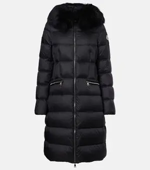 Moncler Boedic Down Coat With Shearling Trim - Black