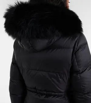 Moncler Shearling-trimmed Down Coat - Black