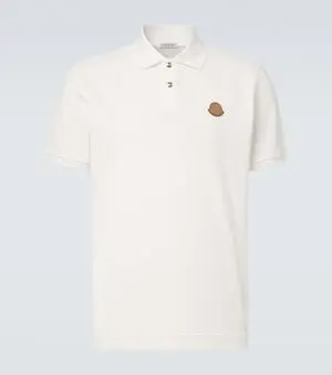 Moncler Leather-trimmed Cotton Piqué Polo Shirt - White