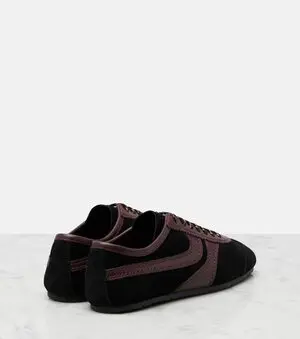 Dries Van Noten Suede And Leather Lace-up Sneakers - Black