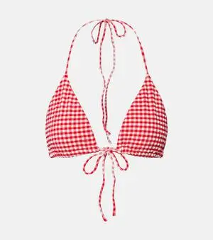 MONTCE Emma Gingham Seersucker Bikini Top - Red