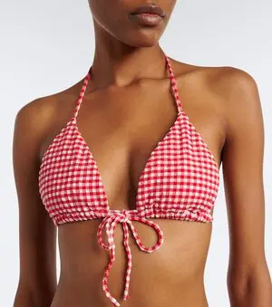 MONTCE Emma Gingham Seersucker Bikini Top - Red