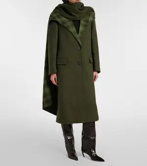 Attico Scarf-detail Wool-blend Coat
