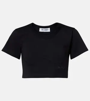 Attico Cropped Cotton Jersey T-shirt - Black