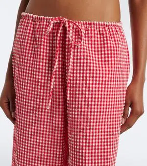 MONTCE Gingham Seersucker Wide-leg Pants - Red