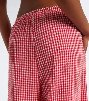 MONTCE Gingham Seersucker Wide-leg Pants - Red