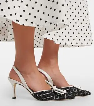 Manolo Blahnik Maysli Piped Raffia Slingback Pumps