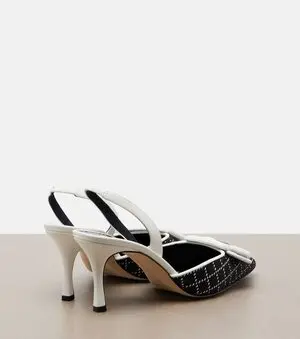 Manolo Blahnik Maysli Piped Raffia Slingback Pumps