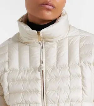 Moncler Antigones Quilted Down Jacket With Leather Trim