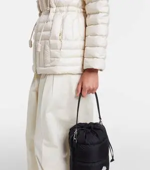 Moncler Antigones Quilted Down Jacket With Leather Trim