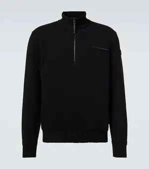 Moncler Wool And Cashmere Half-zip Sweater - Blue
