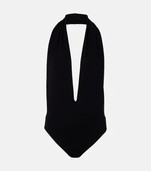 Gucci Halterneck Open-back Jersey Bodysuit - Black