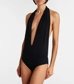 Gucci Halterneck Open-back Jersey Bodysuit