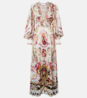 Camilla Floral Silk Satin Maxi Dress - Multicoloured