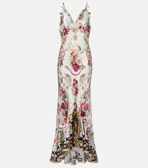 Camilla Floral Silk Satin Maxi Dress - Multicoloured