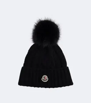 Moncler Logo Wool And Cashmere Beanie - Black