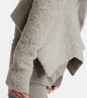 Rick Owens Asymmetrical Alpaca And Wool-blend Jacket - Grey