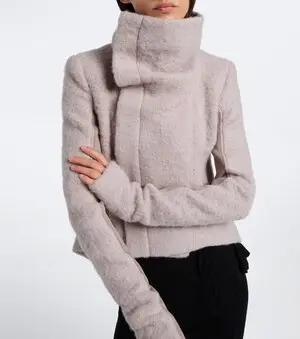 Rick Owens Asymmetrical Alpaca And Wool-blend Jacket - Grey