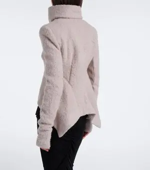 Rick Owens Asymmetrical Alpaca And Wool-blend Jacket - Grey