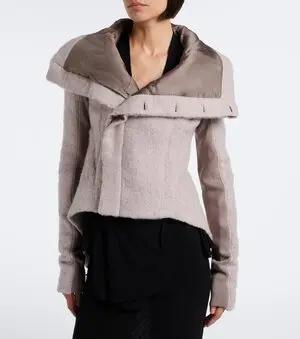 Rick Owens Asymmetrical Alpaca And Wool-blend Jacket - Grey