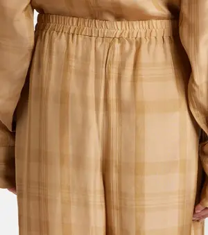 THE FRANKIE SHOP Baxter Checked Twill Wide-leg Pants