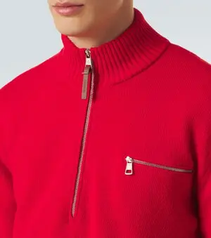 Moncler Wool And Cashmere Half-zip Sweater - Red