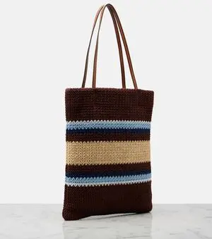 Miu Miu Striped Raffia-effect Shopper
