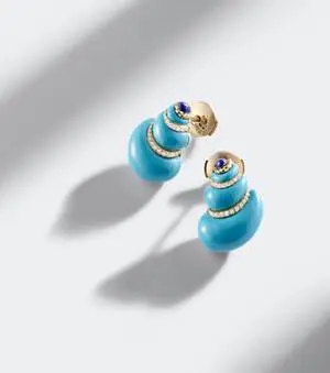 Yvonne Léon Coquillage 9kt Earrings With Gemstones