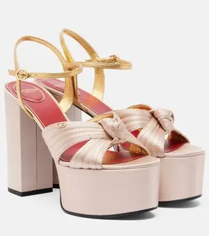 Valentino Garavani And Green Satin Platform Sandals - Pink