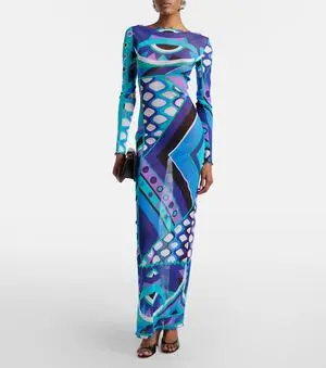 Emilio Pucci Vivara Ruffled Tulle Maxi Dress