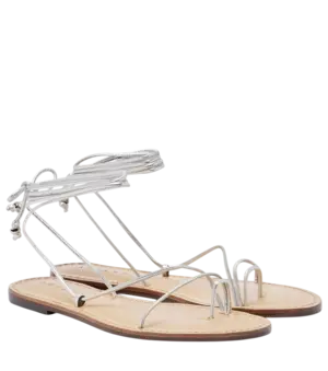 AMANU Amanu Karima Metallic Leather Sandals Silver