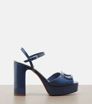 Valentino Garavani Vlogo Patent Leather Platform Sandals