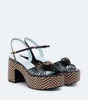 Valentino Garavani Leather Platform Sandals - Black