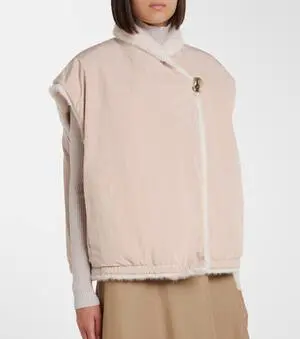 Moncler Chardonneret Fleece Down Jacket With Detachable Sleeves