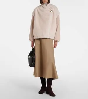 Moncler Chardonneret Fleece Down Jacket With Detachable Sleeves