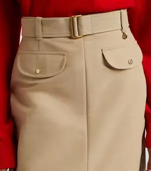 Moncler Belted Cotton Pencil Skirt
