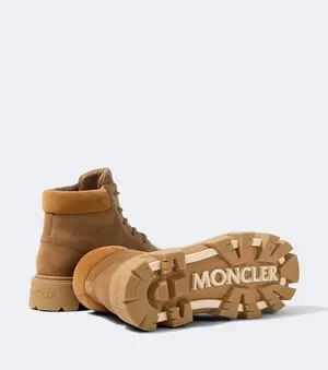 Moncler Leather Lace-up Boots - Beige