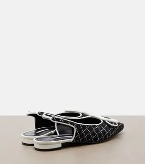 Manolo Blahnik Maylura Raffia-effect Slingback Flats