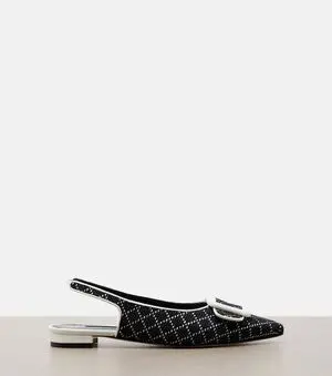 Manolo Blahnik Maylura Raffia-effect Slingback Flats